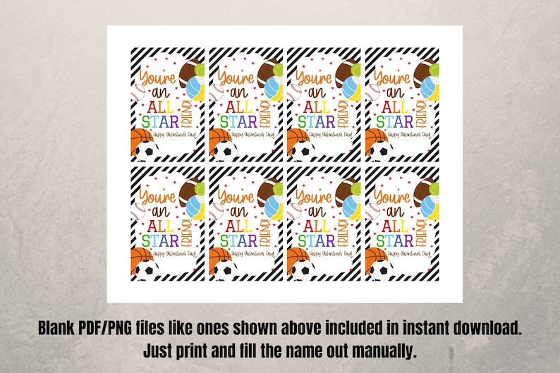 Valentine, You're an All-star Friend, Printable Editable Sports ...