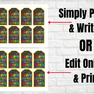 Happy 100th Day of School Gift Tags for Students, Teachers, 100 Days of ...