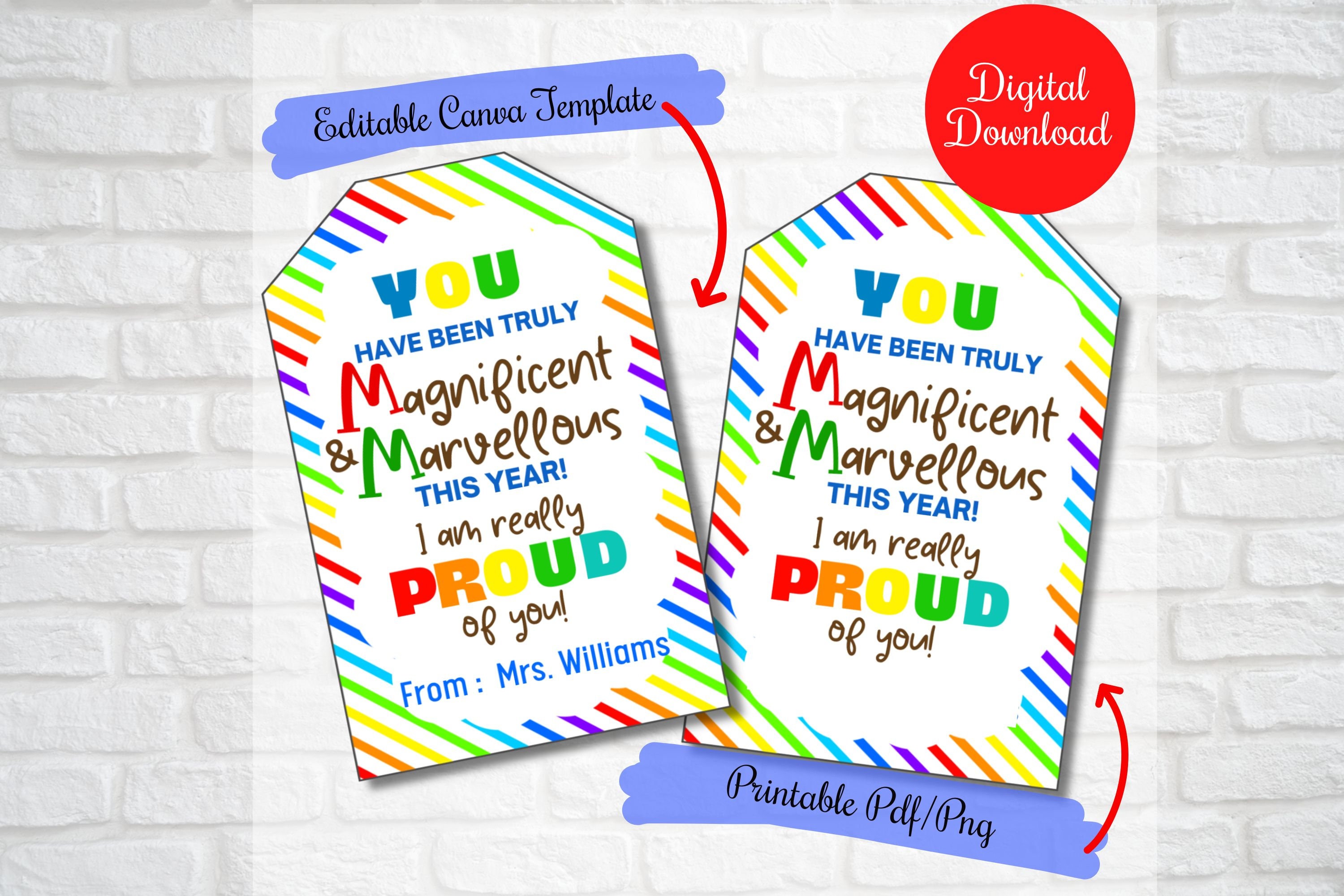 Magnificent and Marvellous Gift Tags for Students From Teacher, End of ...