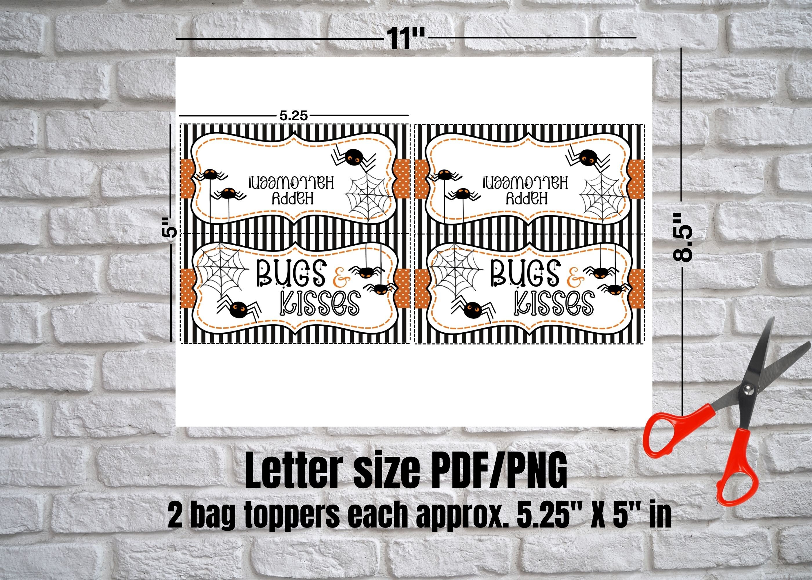 Bugs and Kisses Halloween Treat Bag Topper Editable Halloween - Etsy