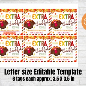 Thanksgiving Gift Treat Tags, We Are Extra Thankful for You Treat Tags ...