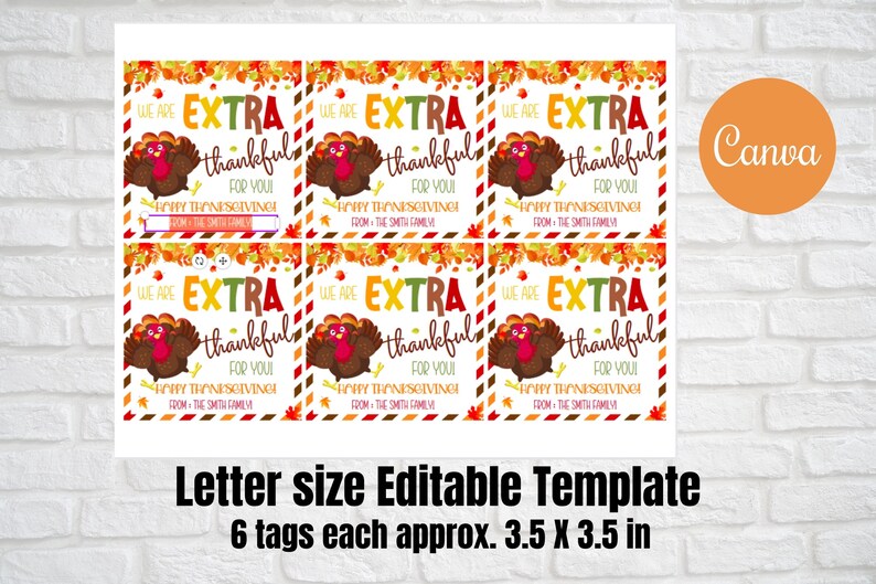 Thanksgiving Gift Treat Tags, We Are Extra Thankful for You Treat Tags ...