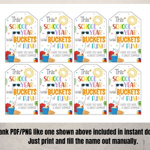 Buckets of Fun Gift Tags, End of Year Gift Tags for Class, School Year ...