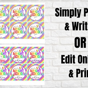 First Day of School Crayons Gift Tags, Here's to a Bright School Year ...