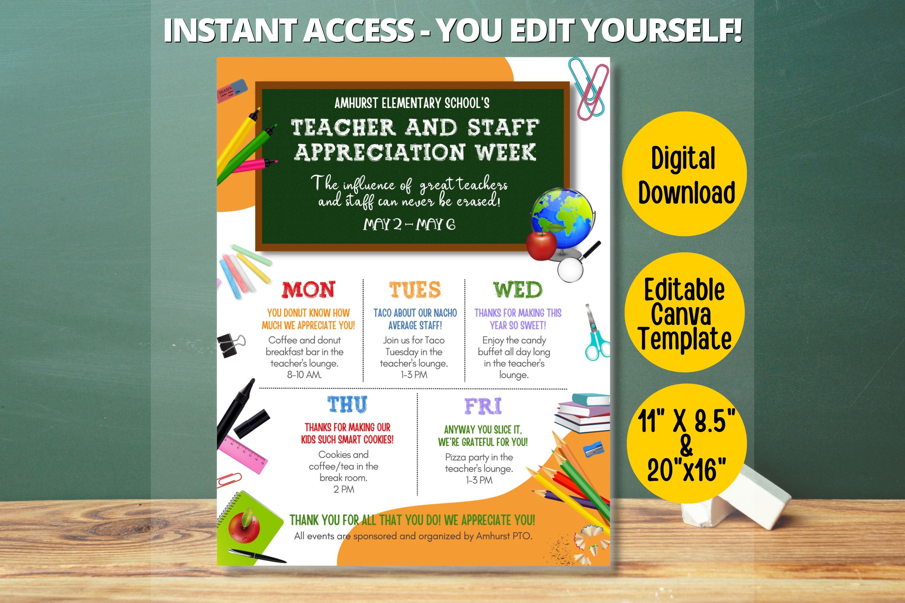 Editable Teacher Appreciation Week Schedule,school Teacher Appreciation ...