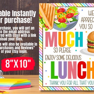 Lunch Teacher Appreciation Sign, Please Have Some Delicious Lunch Sign ...