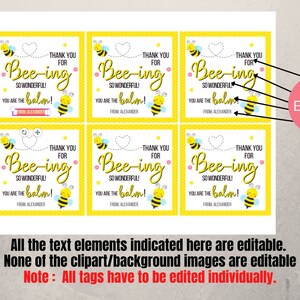 Thanks for Beeing so Wonderful Gift Tags, Honey Bee Teacher ...