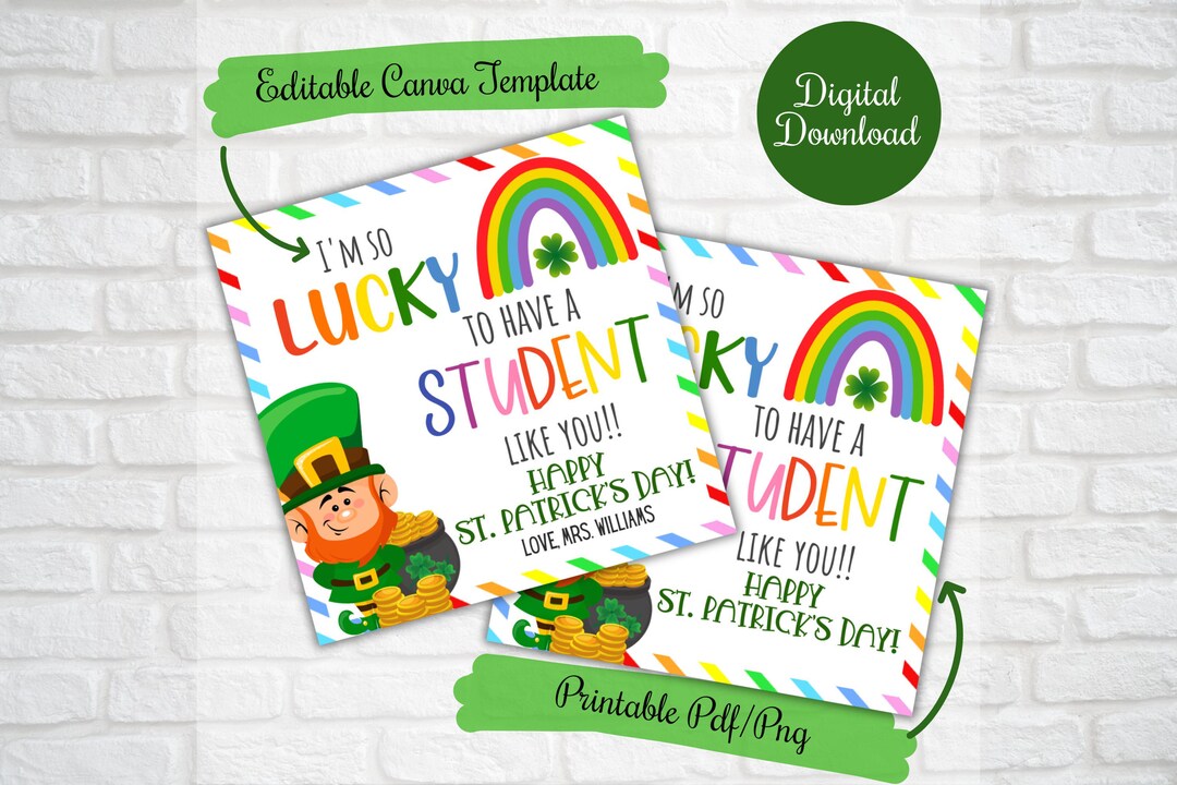 So Lucky to Have Student Like You Printable Gift Tags,st. Patricks Day ...