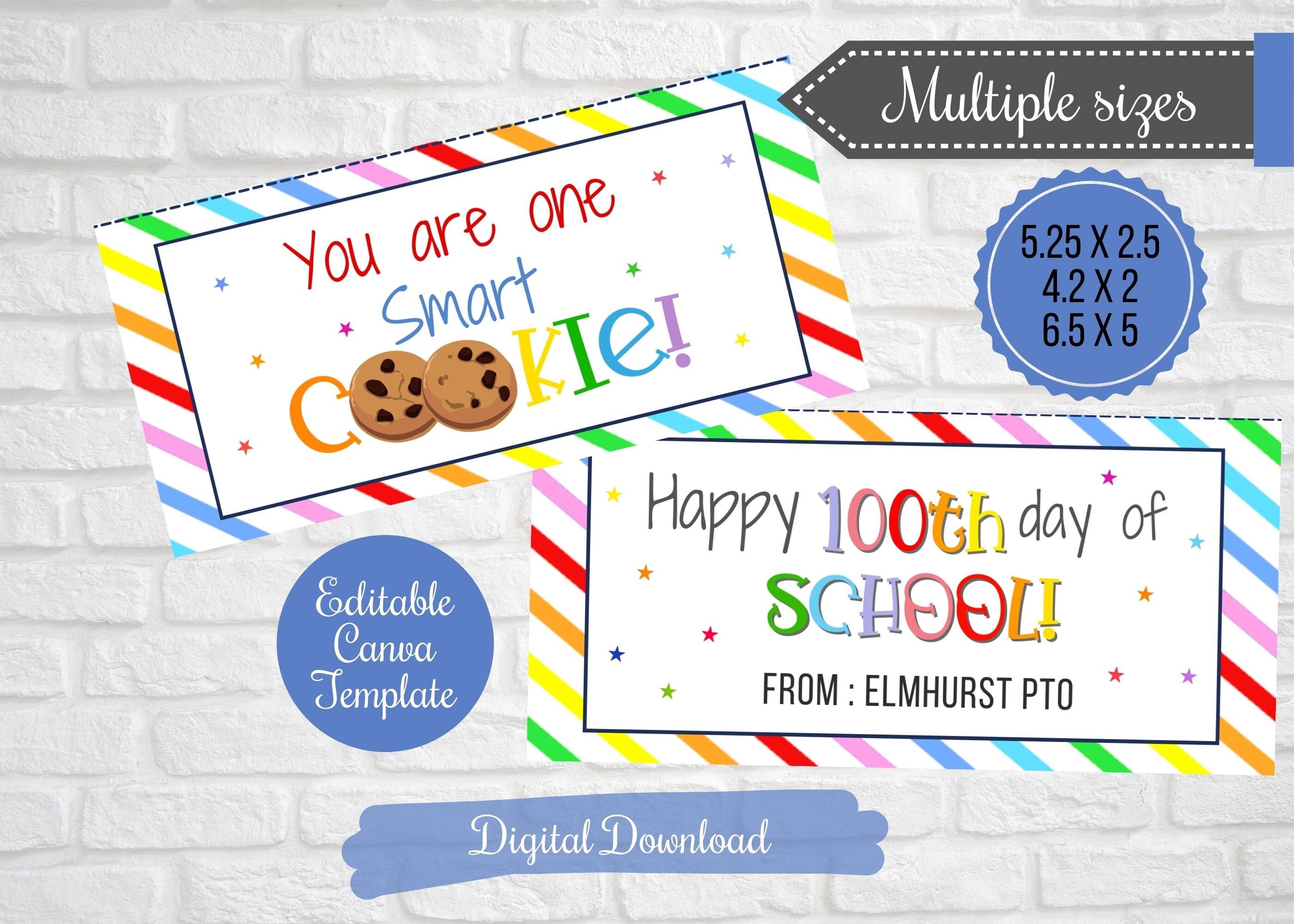 100th Day Cookie Treat Bag Toppers for Students You Are One | Etsy