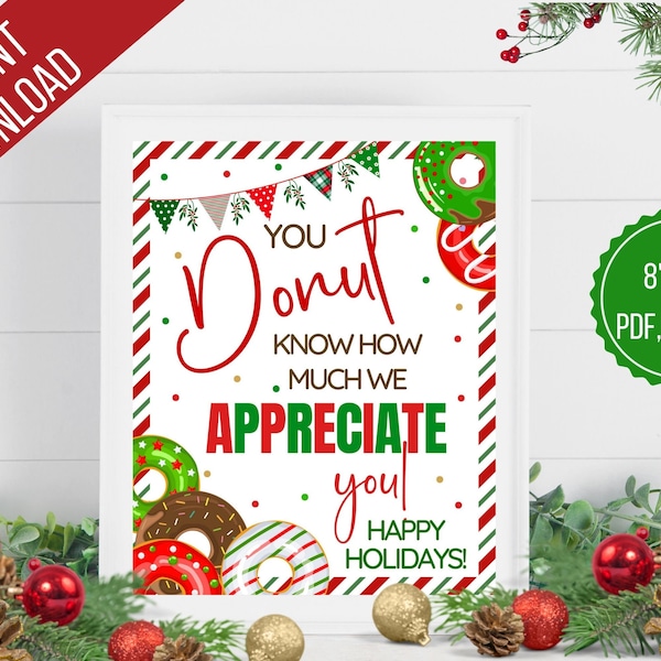 Employee Appreciation Saying With Donuts and Christmas Theme - Etsy