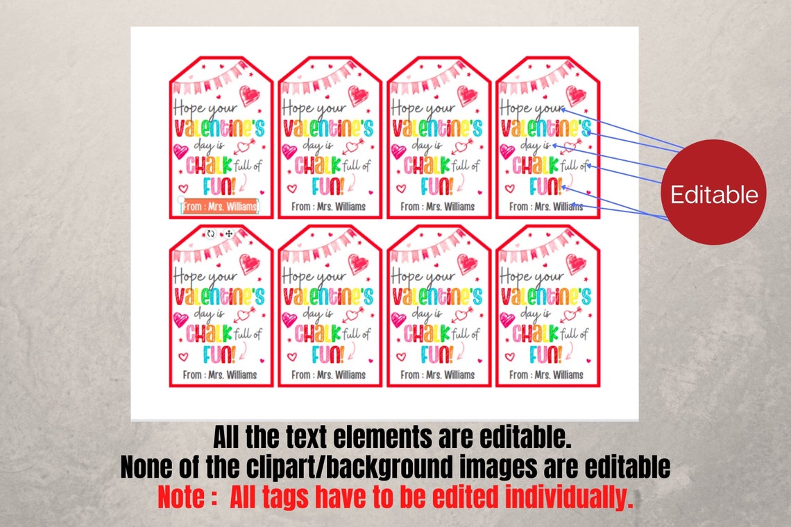 Printable Class Valentine Gift Tags for Chalk Hope You | Etsy