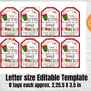 Thanks a Latte for Making Me One Smart Cookie, Christmas Teacher Coach ...