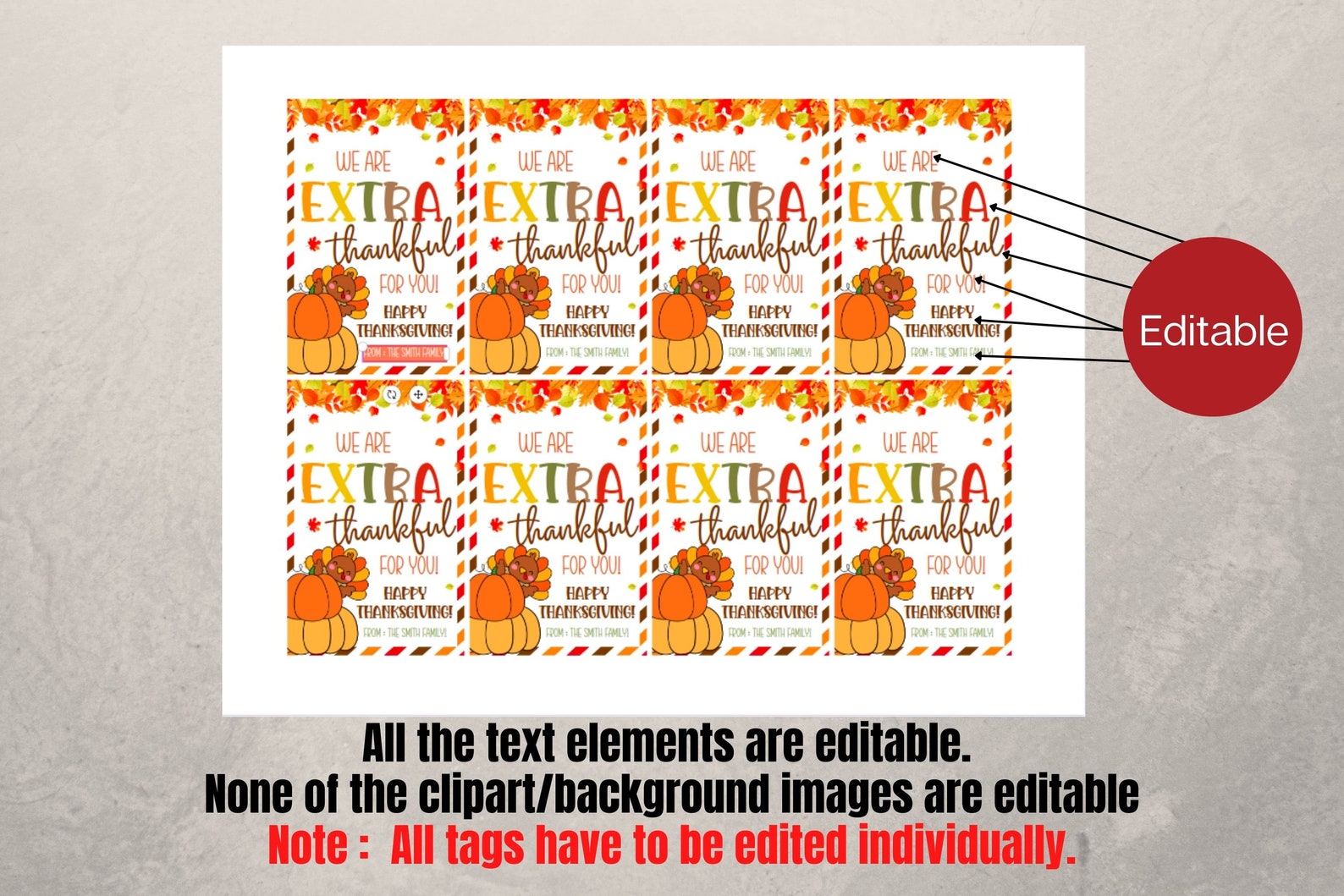 Thanksgiving Gift Treat Tags, We Are Extra Thankful for You Treat Tags ...