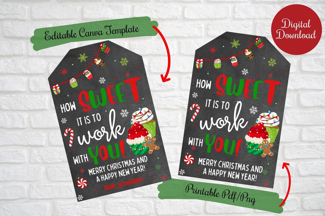 How Sweet It is to Work With You ,christmas Gift Treat Tags for Co ...
