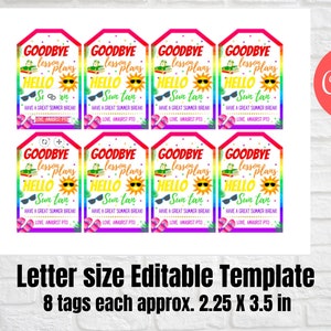 Goodbye Lesson Plans Hello Suntan Gift Tags, Teacher Appreciation,end ...