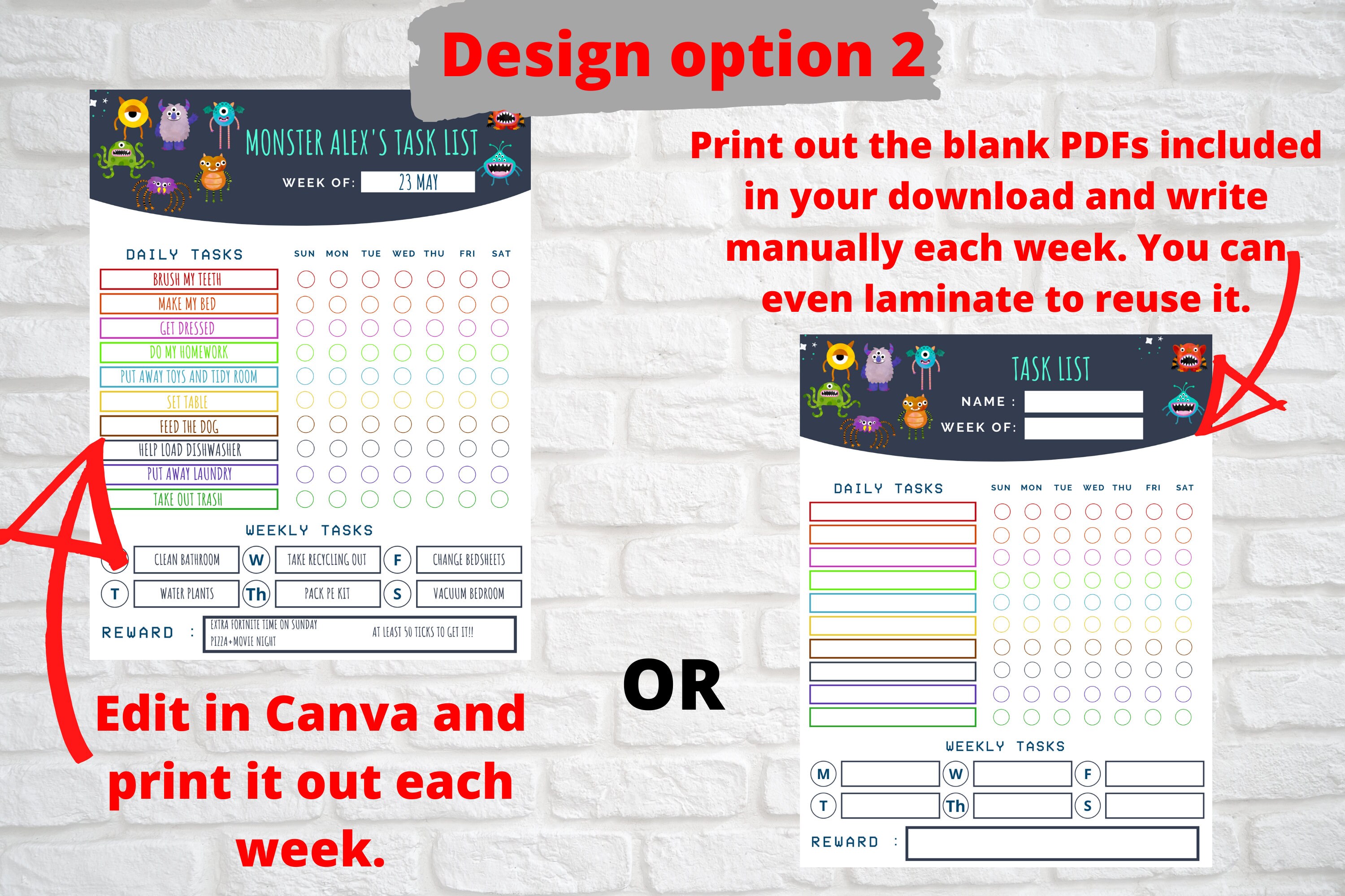 Cute Monster Themed Responsibility Chore Chart for Kids in - Etsy