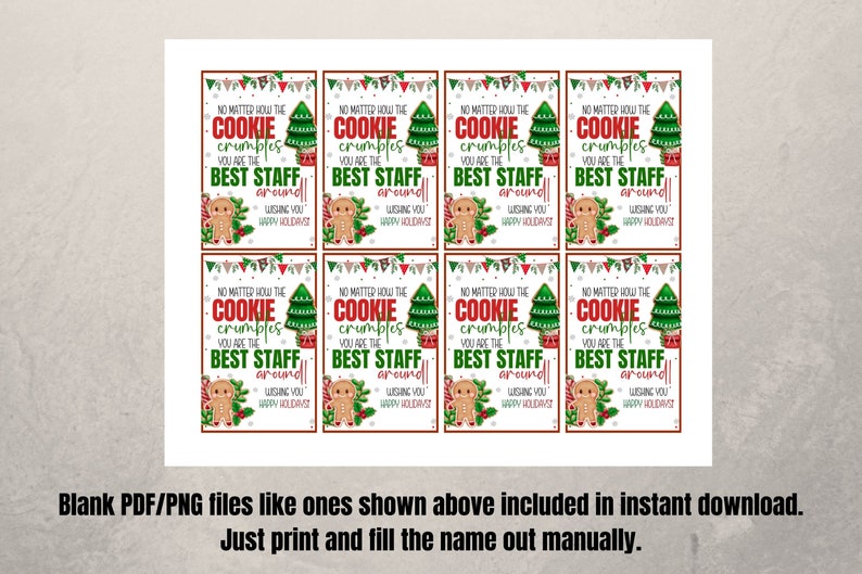 Staff Cookie Christmas Gift Tags, Teacher Employee Christmas Cookie ...