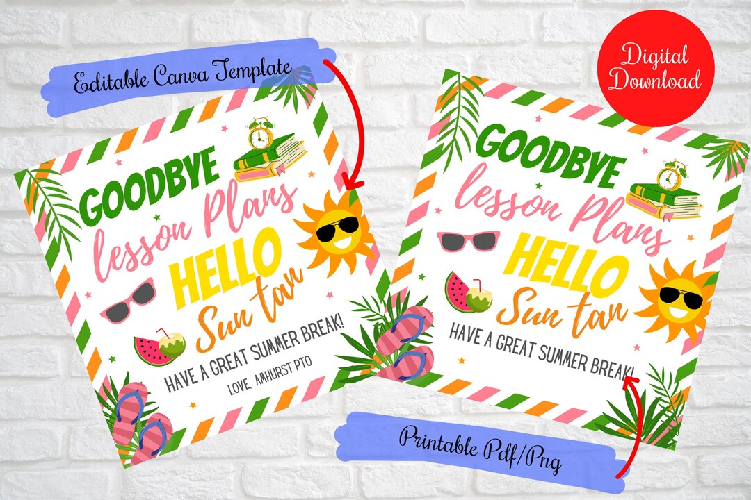 Goodbye Lesson Plans Hello Suntan Gift Tags Teacher - Etsy