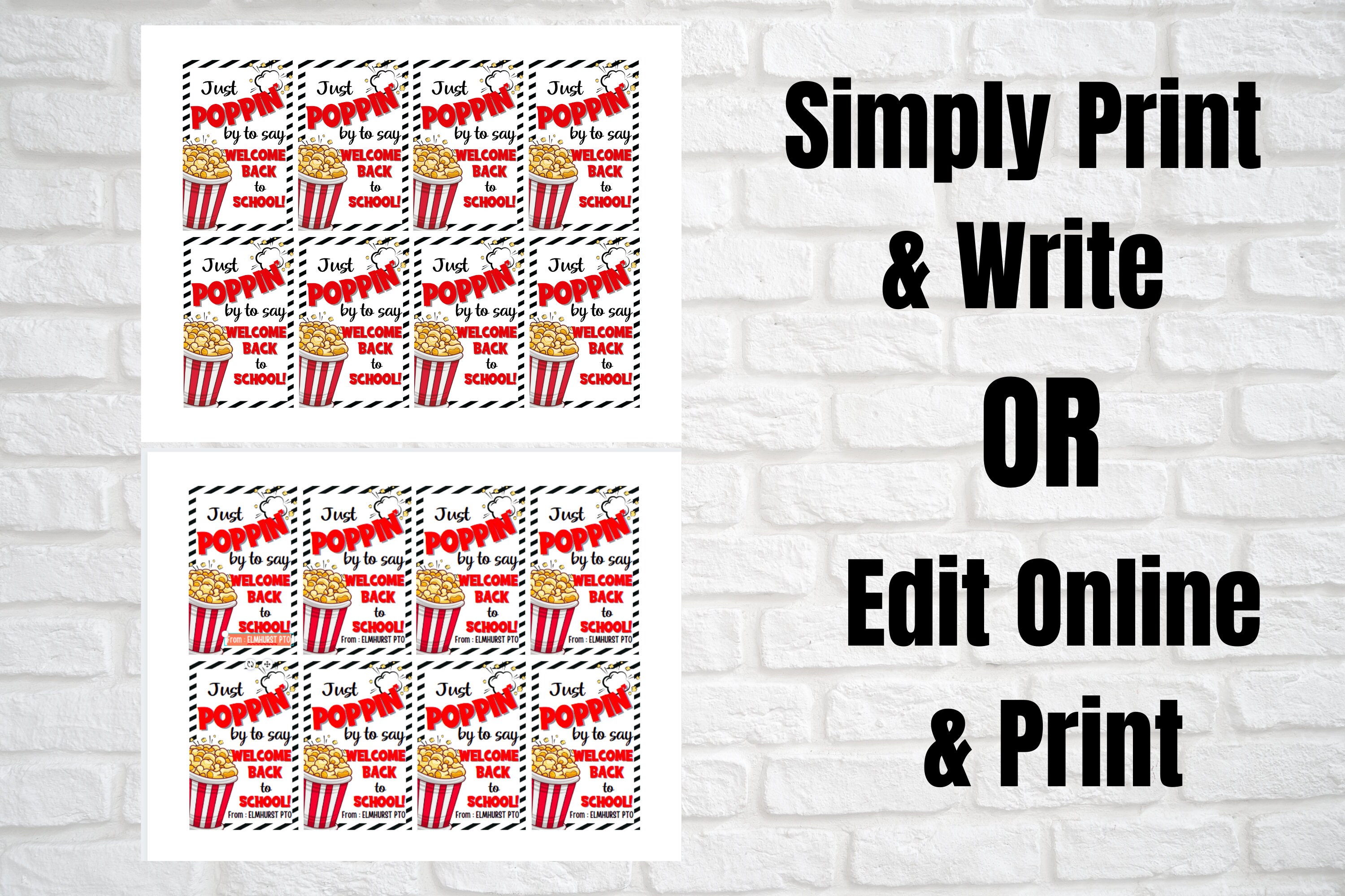 Back to School Popcorn Gift Tags Just Poppin by to Say - Etsy