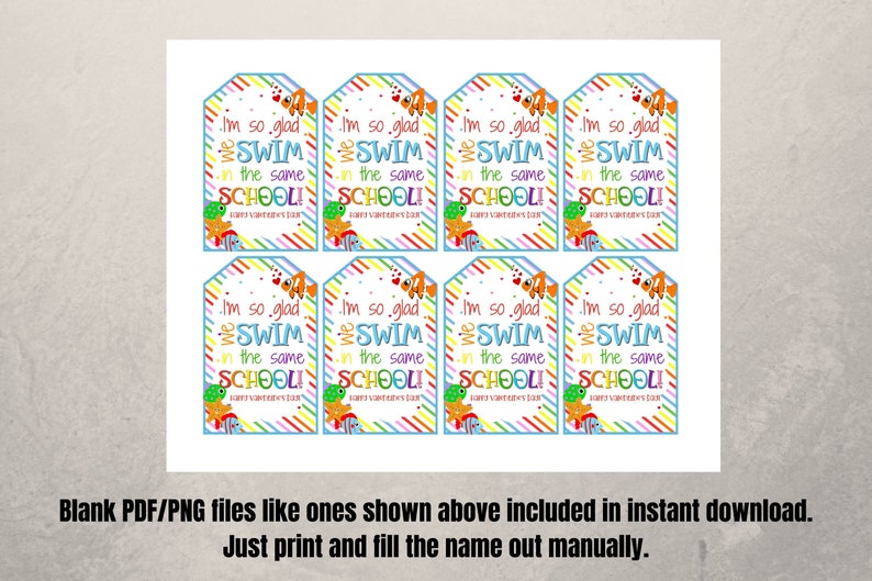 Printable Valentine Fish Crackers Tag,i'm so Glad We Swim in the Same ...