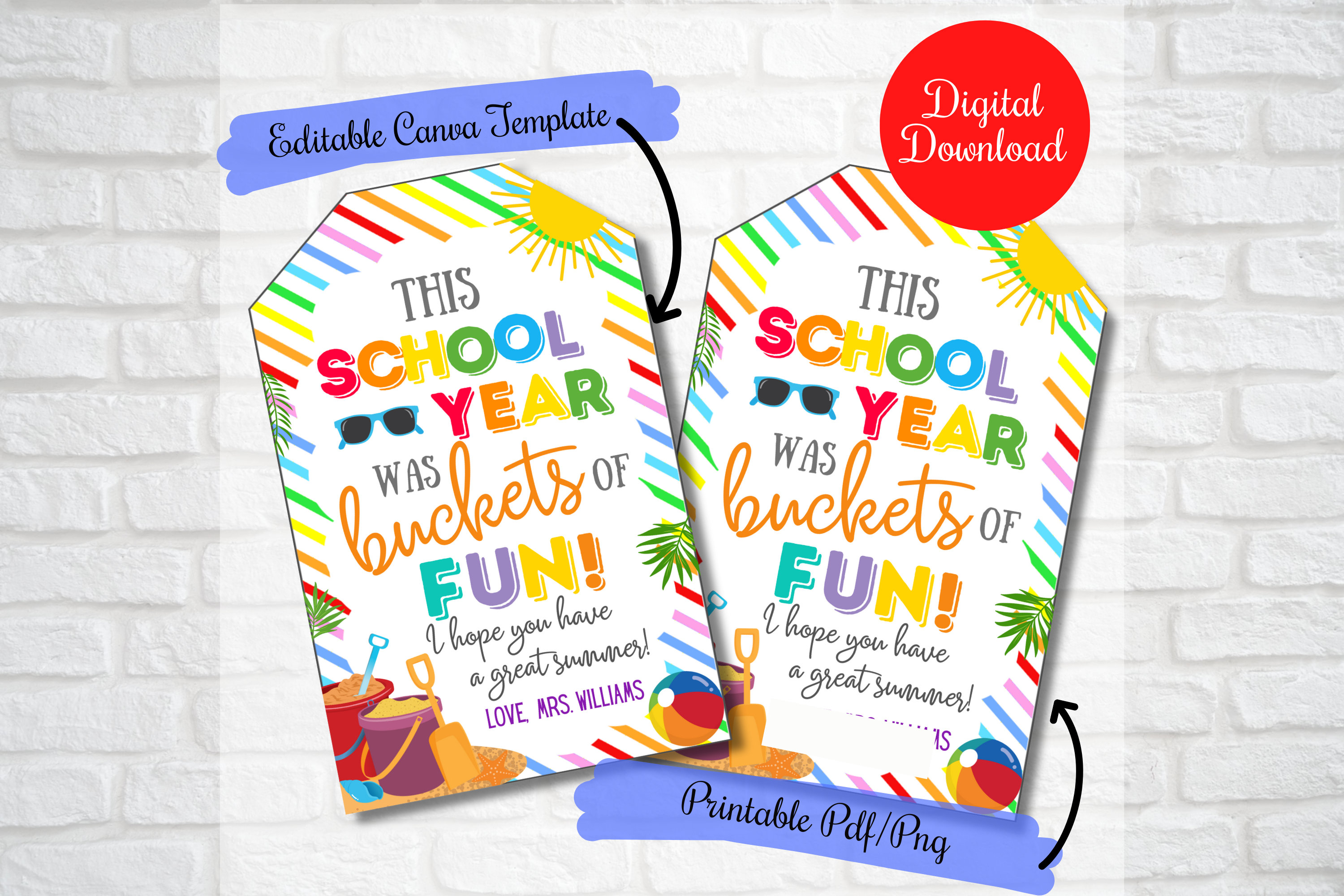 Buckets of Fun Gift Tags, End of Year Gift Tags for Class, Last Day of ...