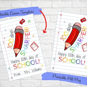 100th Day of School Pencil Gift Tags for Students, 100 Days Sharper ...