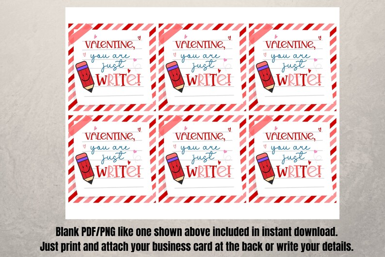 Valentine You Are Just Write Printable Tag for Valentine Pencil, Pen ...