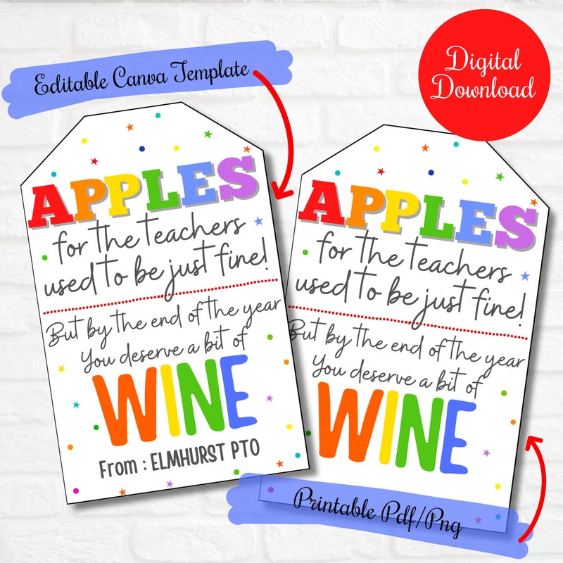 Teacher Wine Label - Etsy