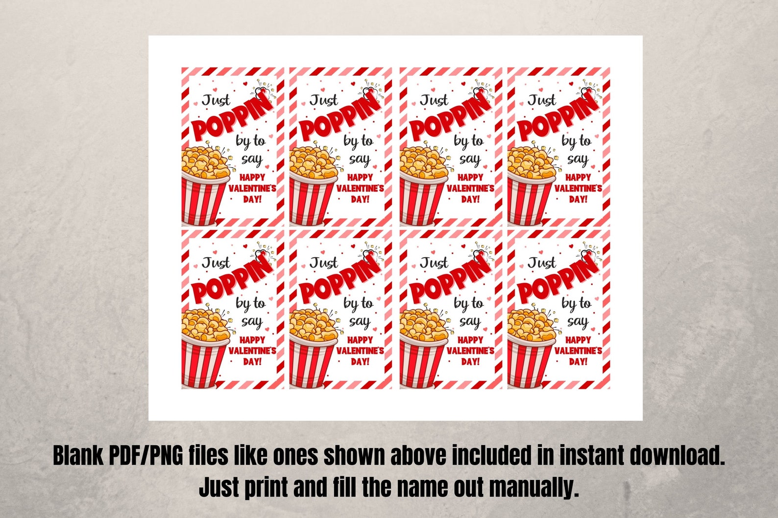 Valentine Popcorn Gift Tags Just Poppin by to Say Happy - Etsy
