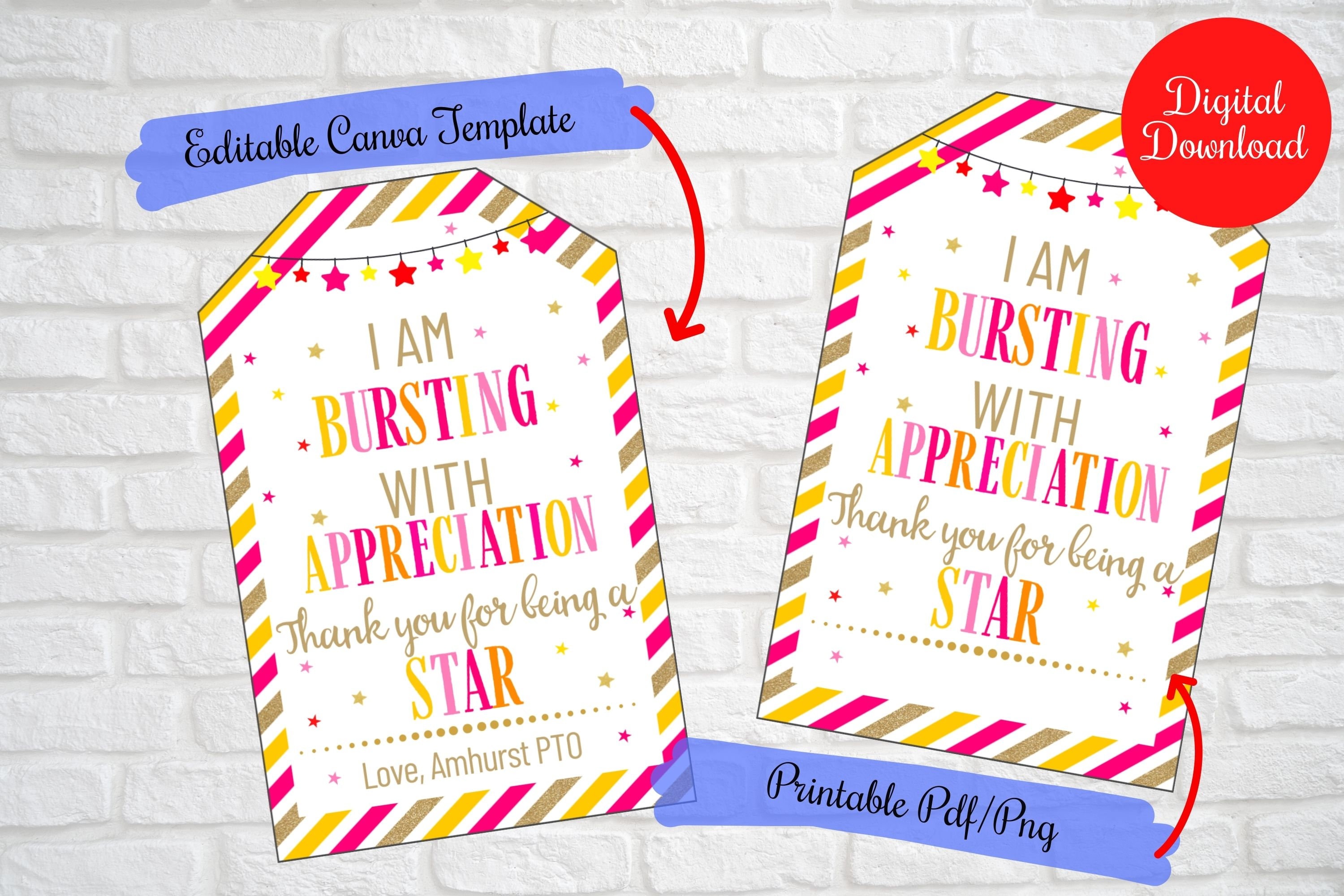 Bursting With Appreciation Gift Tags Teacher Appreciation - Etsy UK