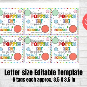 Thank You for Poppin In, See You on First Day of School Gift for ...