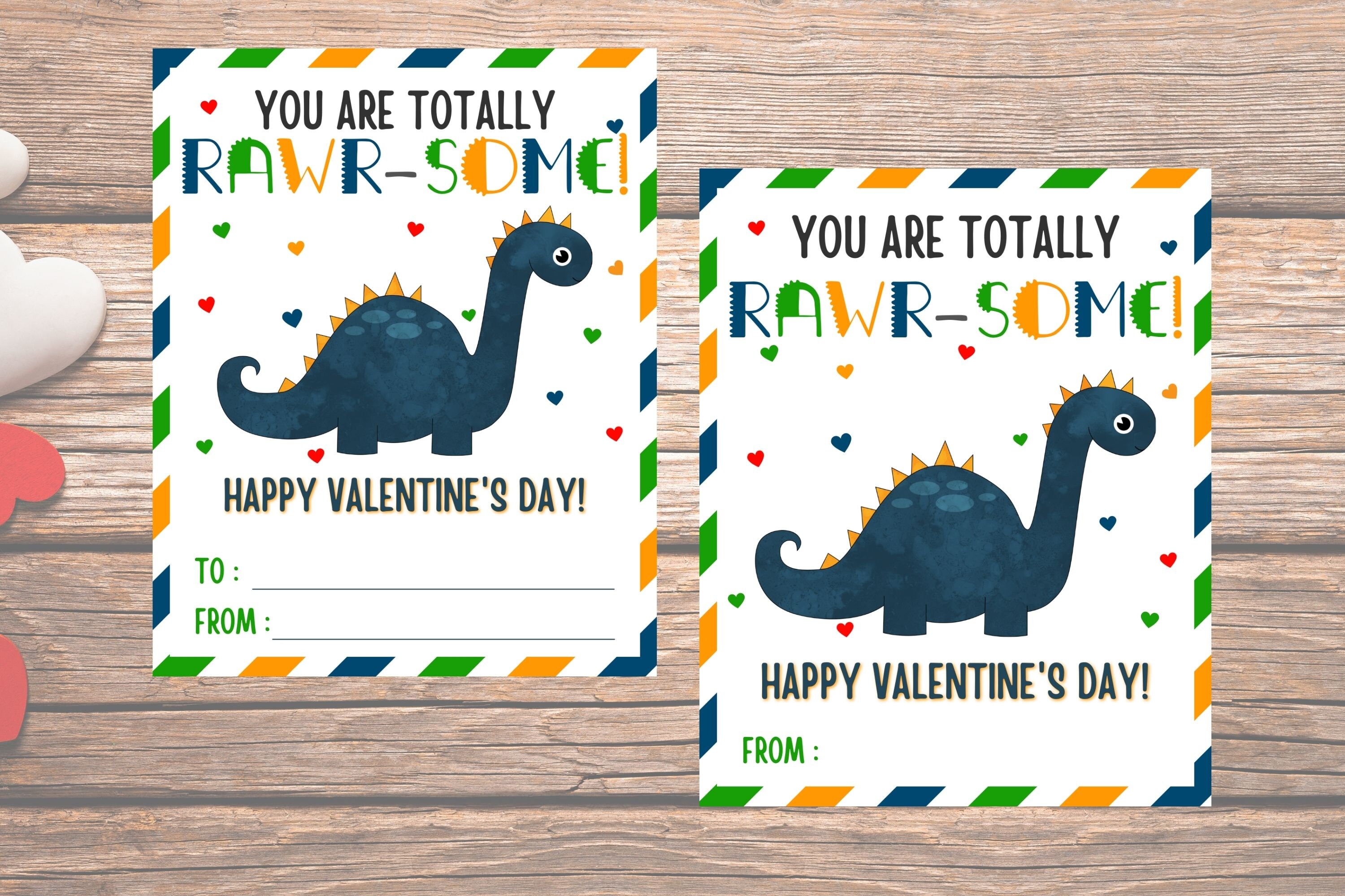 Printable Valentine Dinosaur Cards Instant Download Dinosaur - Etsy