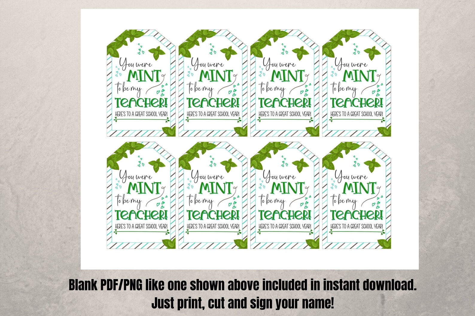 Mint Back to School Gift Tags for Teachers, You Were Mint to Be My ...