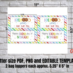 100th Day Cookie Treat Bag Toppers for Students, You Are One Smart ...