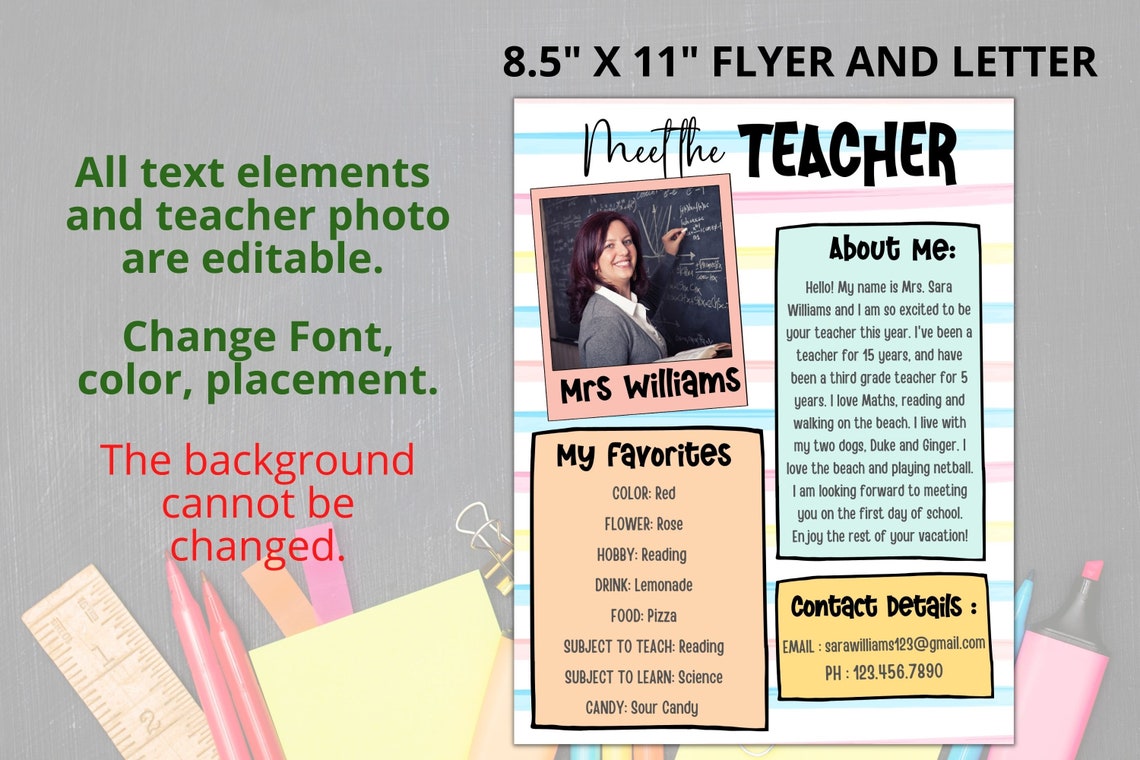 Editable Meet the Teacher Template, Printable Parent Communication ...