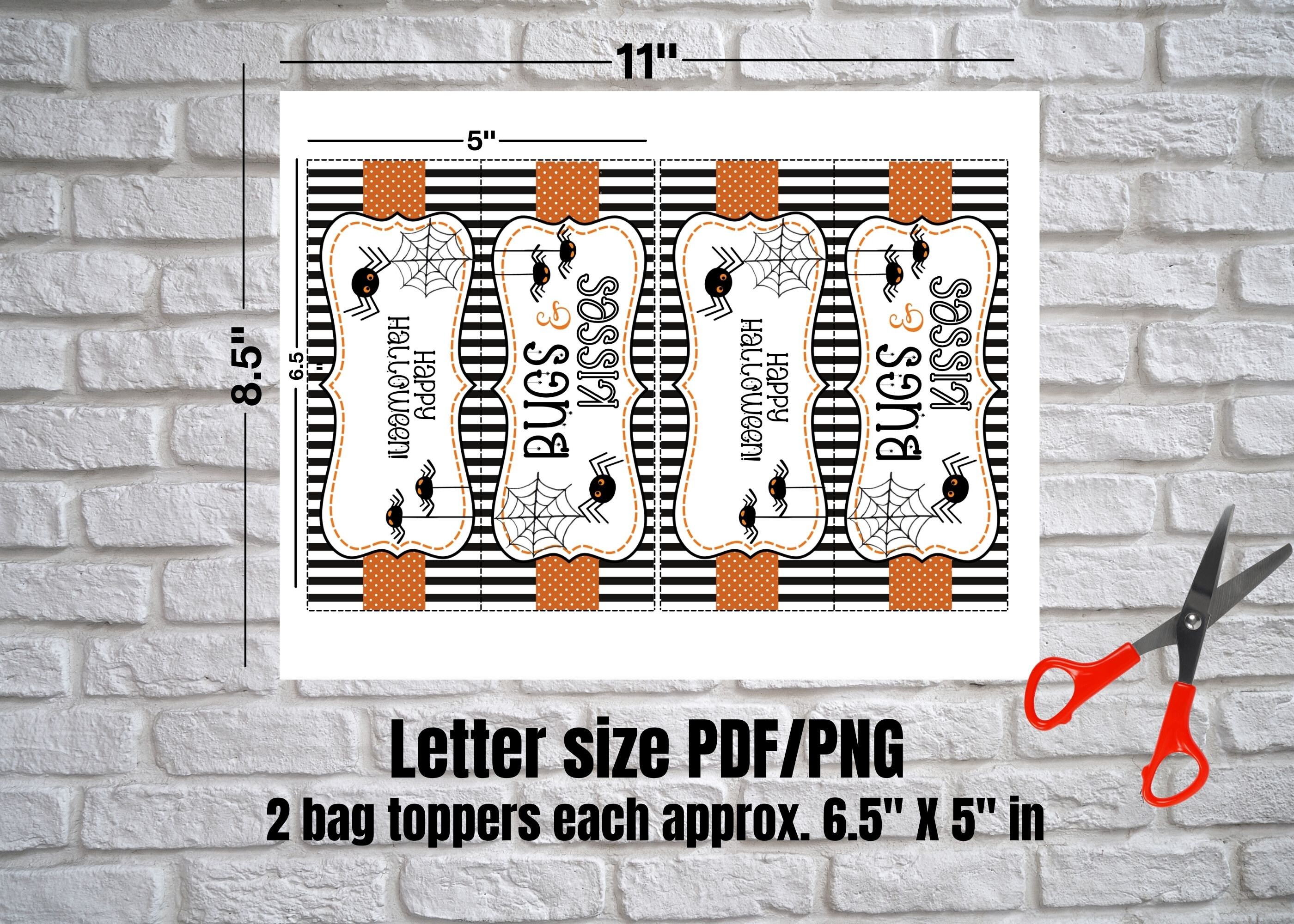 Bugs and Kisses Halloween Treat Bag Topper, Editable Halloween Gift ...