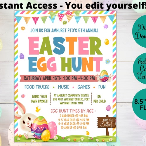 Easter Egg Hunt Flyer Template EDITABLE Egg Hunt Flyer - Etsy