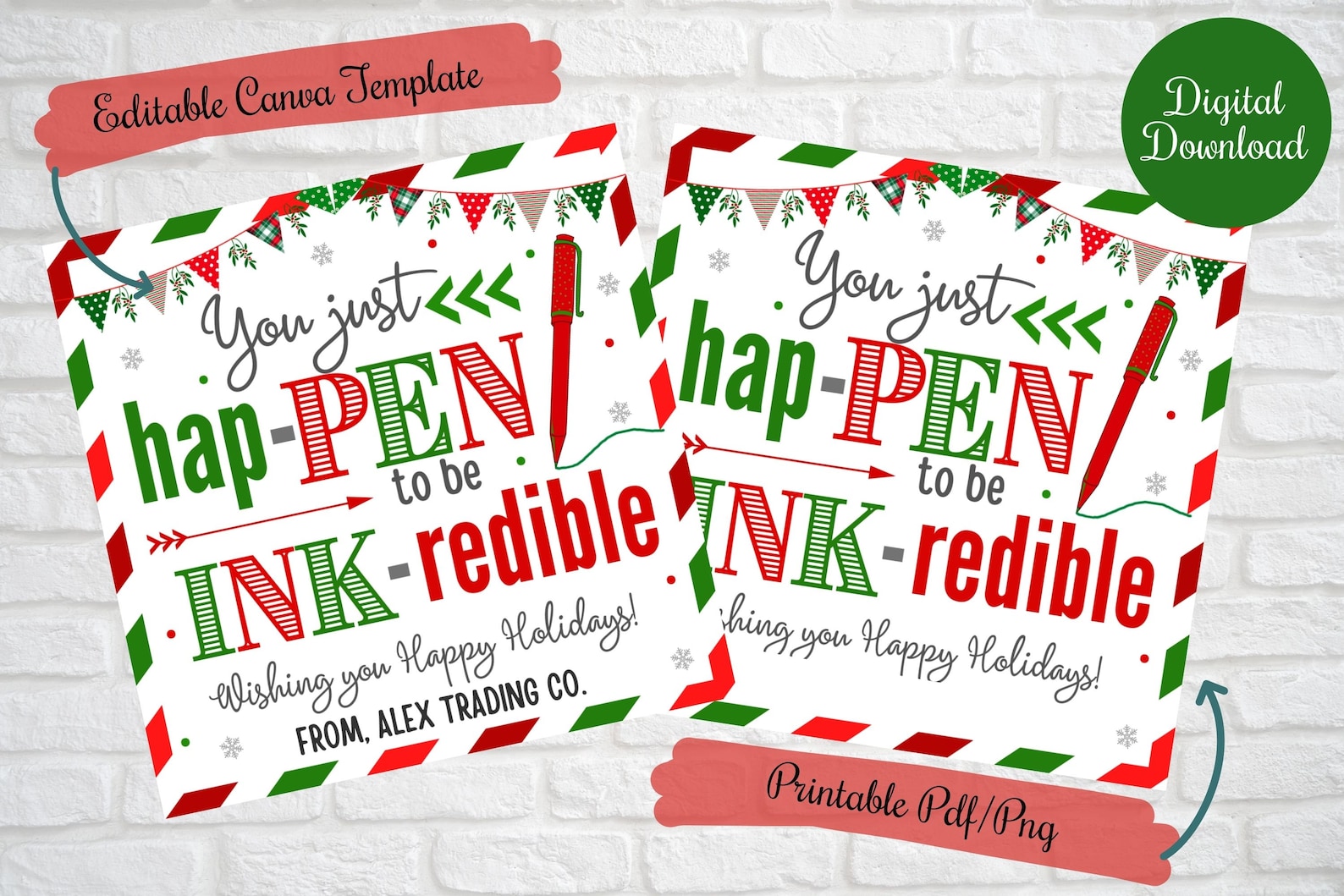 Christmas Pen Gift Tag You Just Happen to Be Inkredible Gift - Etsy