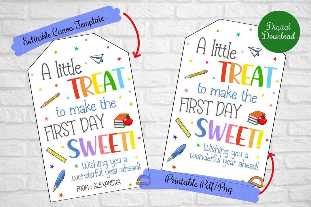 A Little Treat to Make the First Day Sweet, Editable Back to School ...