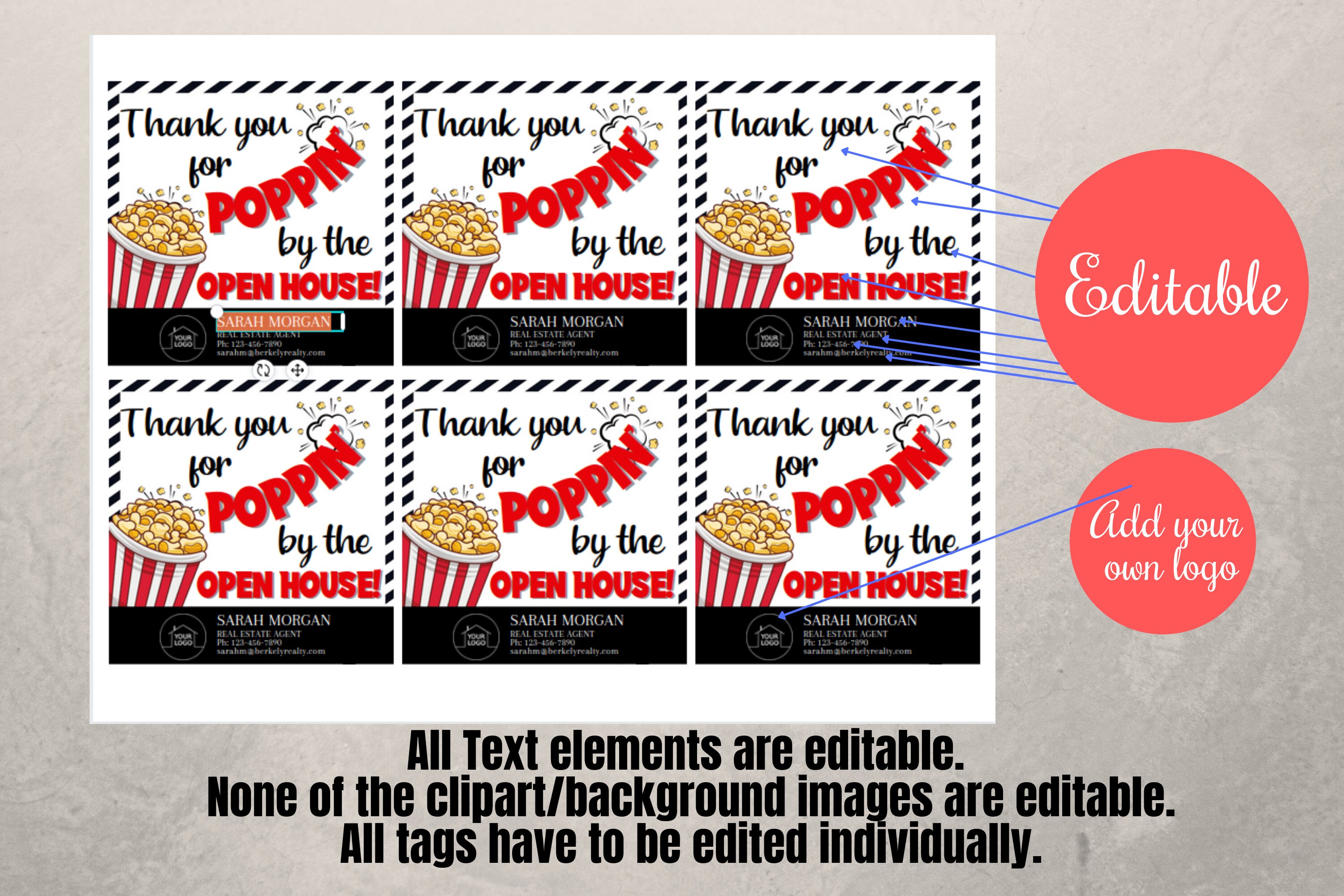 Thank You for Poppin by the Open House Realtor Tags Realtor - Etsy