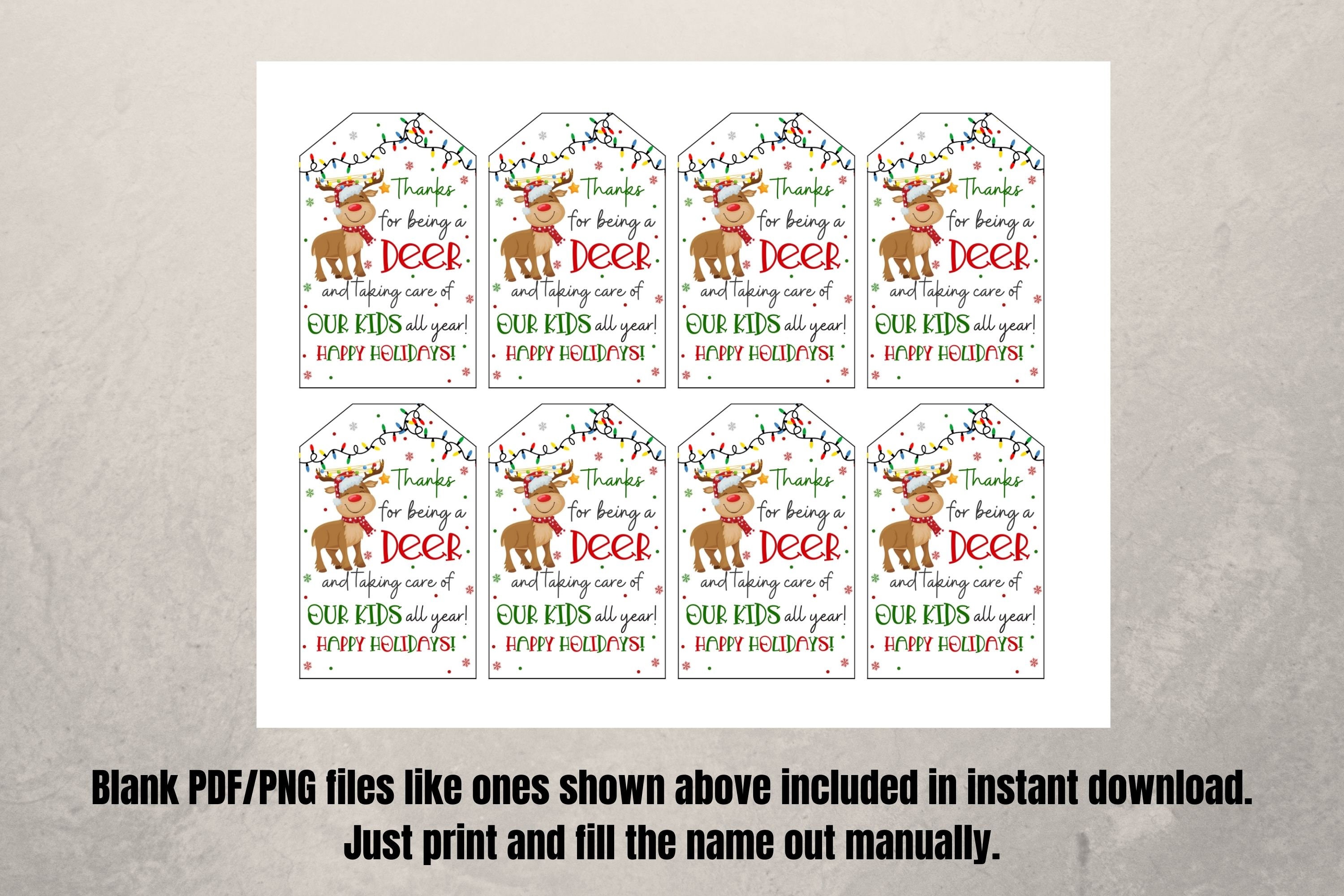 Thanks for Being a Deer and Taking Care of Our Kids Editable - Etsy