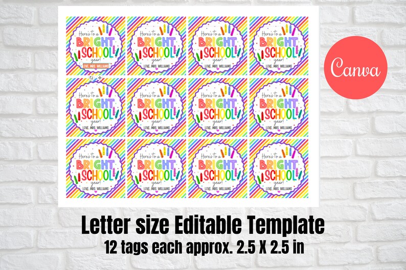 First Day of School Crayons Gift tags Here's to a bright | Etsy