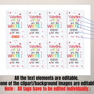 Valentine You Are Just Write Printable Tag for Valentine Pencil, Pen ...