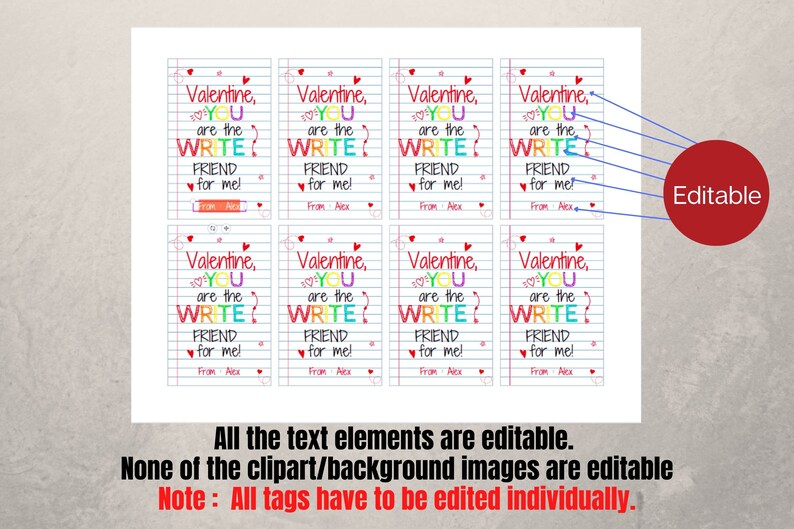 Valentine You Are Just Write Printable Tag for Valentine Pencil, Pen ...