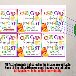 Chip Chip Hooray It's the First Day, Back to School Chips Gift Tag ...