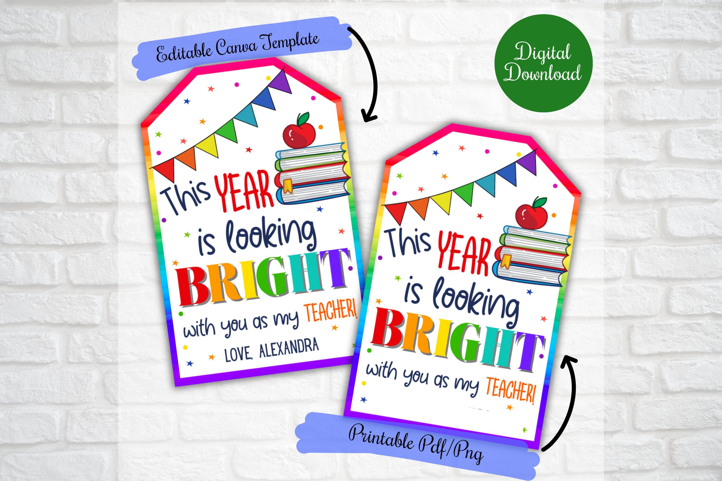 Editable Back to School Marker Gift Tags for Teacher, First Day of ...