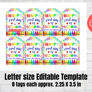 Happy First Day of School Gift Tags for Students, Teachers, Back to ...