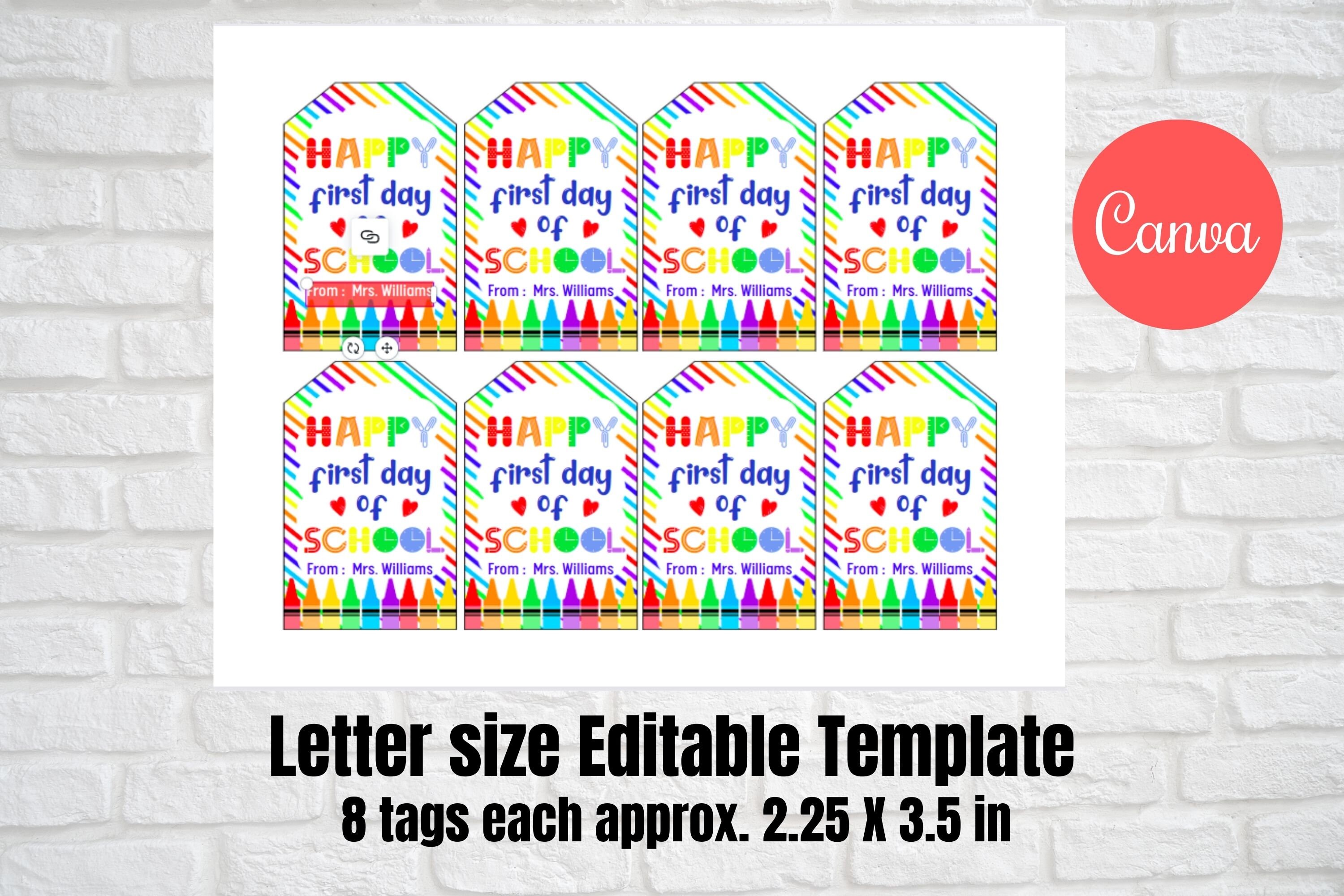 Happy First Day of School Gift Tags for Students, Teachers, Back to ...