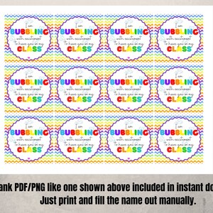 First Day of School Bubbles Gift Tags, I Am Bubbling With Excitement to ...