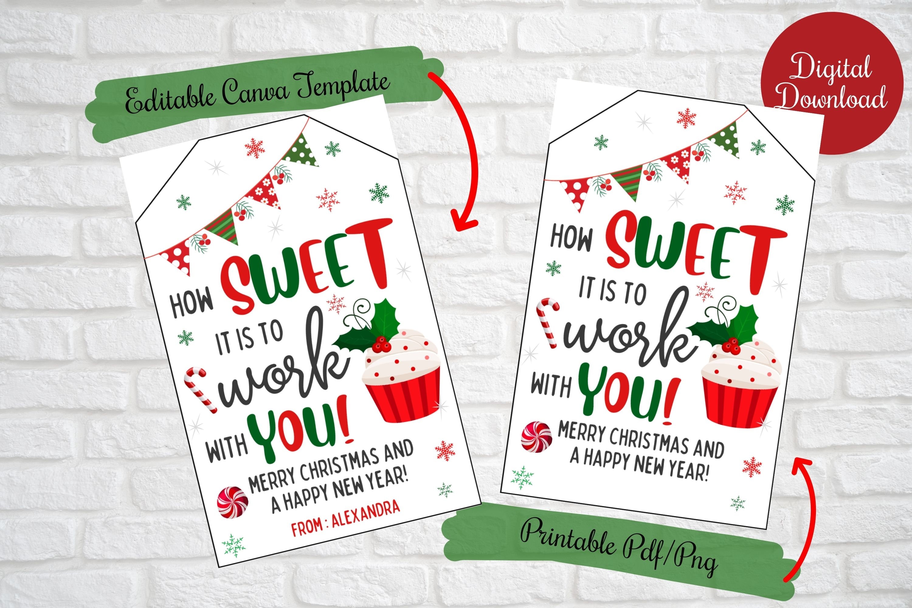 Christmas Gift Treat Tags for Co-workers How Sweet It is to | Etsy